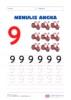 Menulis Angka 9 (Seri Transportasi) - LembarKerja.Com