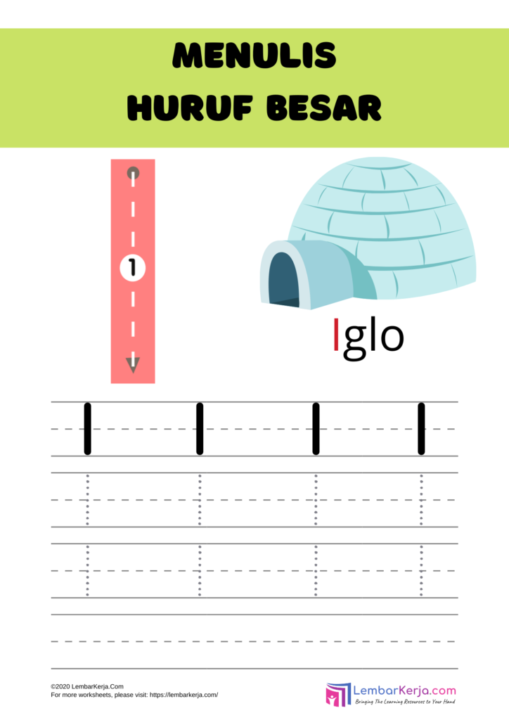 Menulis Huruf I Besar - LembarKerja.Com