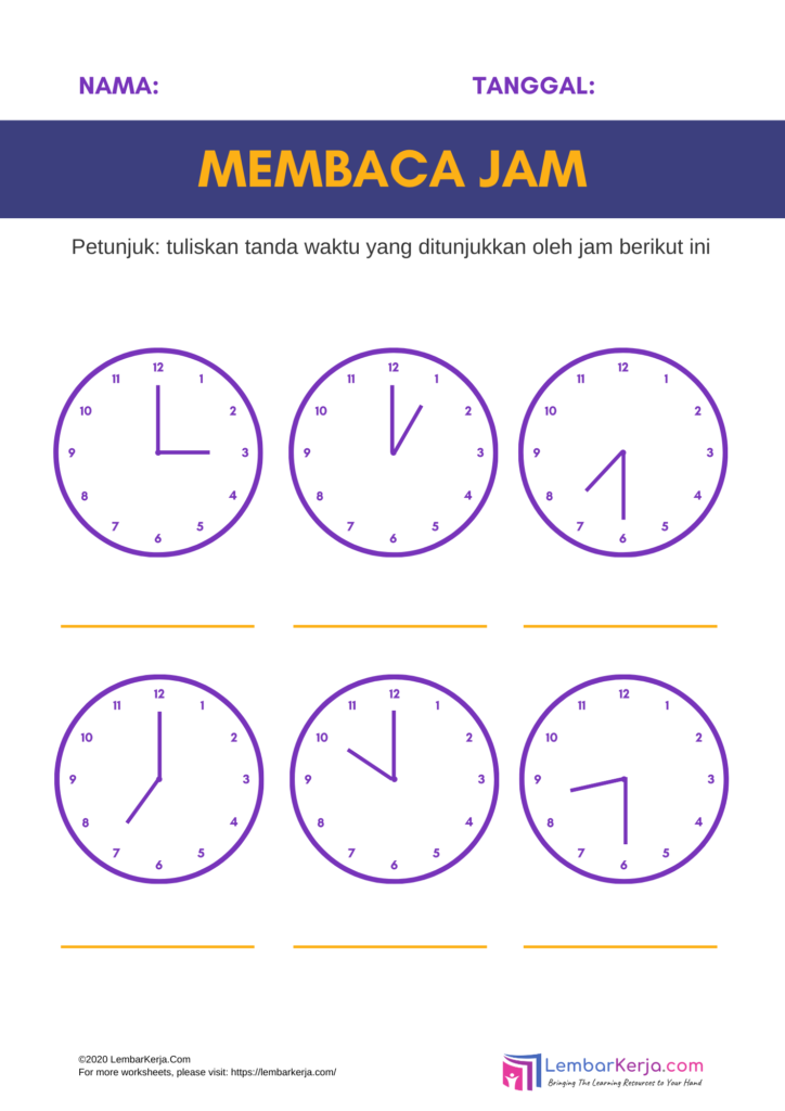 Membaca Jam (1) - LembarKerja.Com