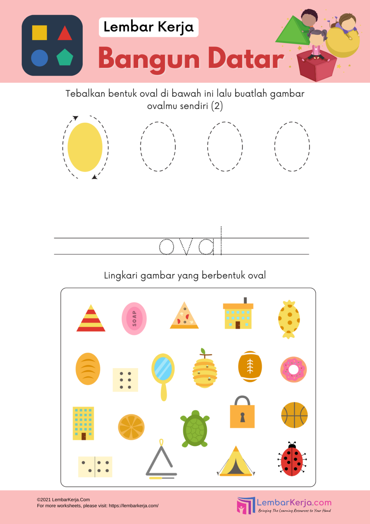 Bangun Datar: Oval - LembarKerja.Com