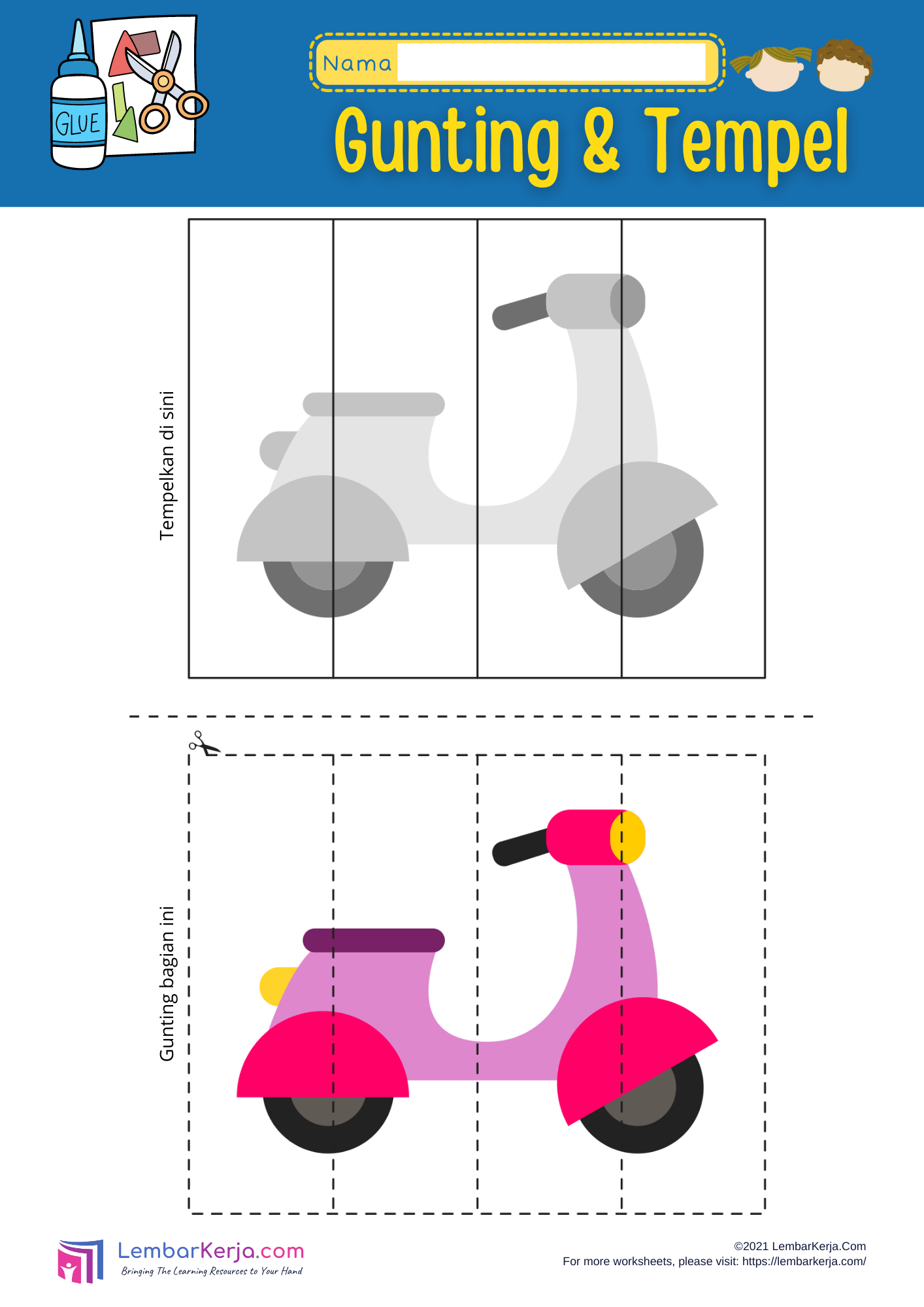 Gunting Tempel: Vespa - LembarKerja.Com