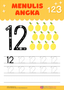 Menulis Angka 12 - LembarKerja.Com