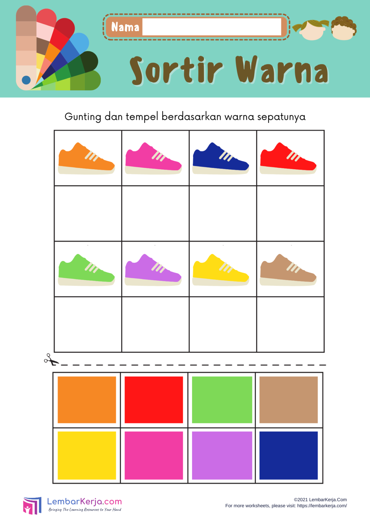 Sortir Warna: Sepatu - LembarKerja.Com