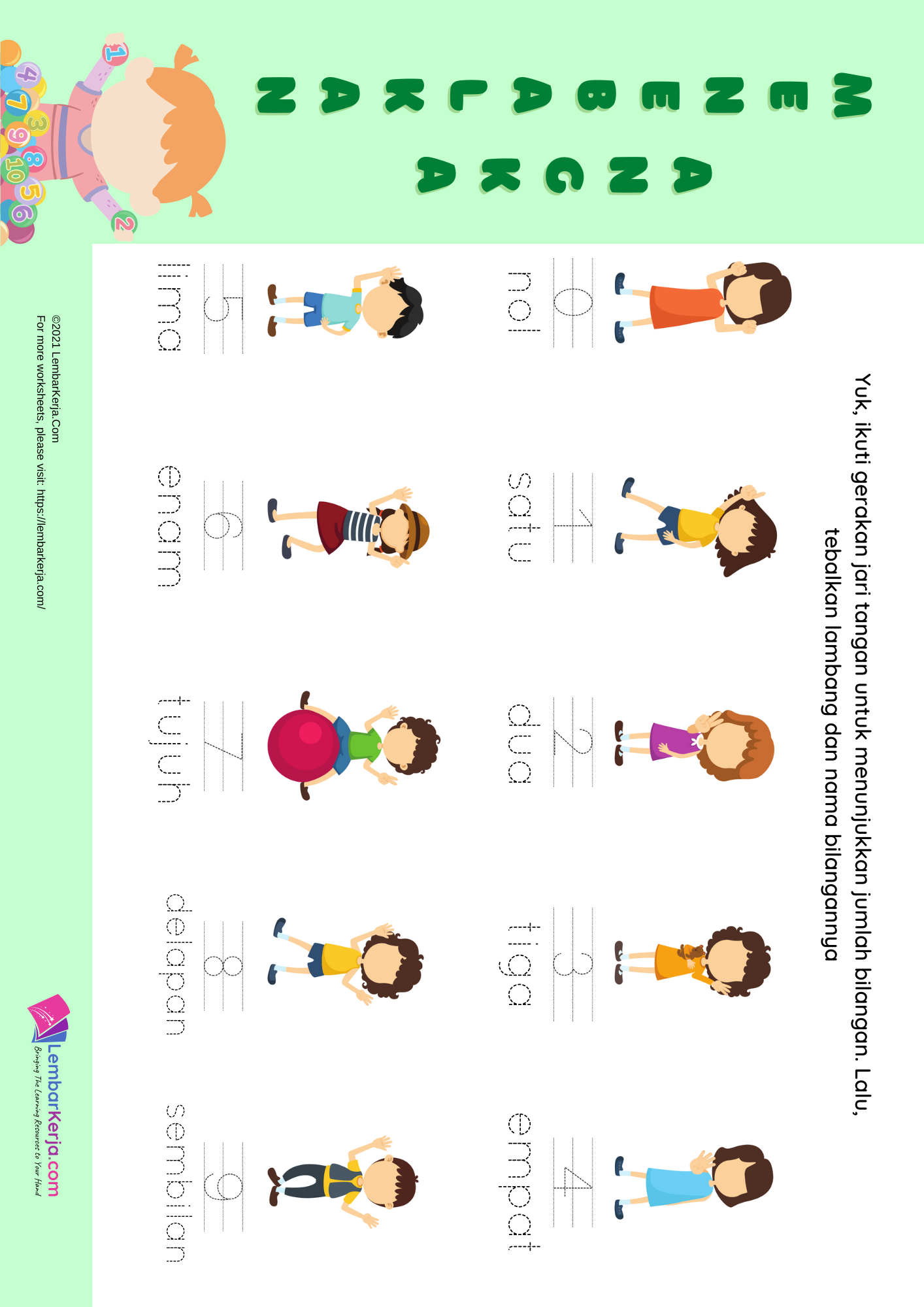 Menebalkan Angka 0-9 - LembarKerja.Com