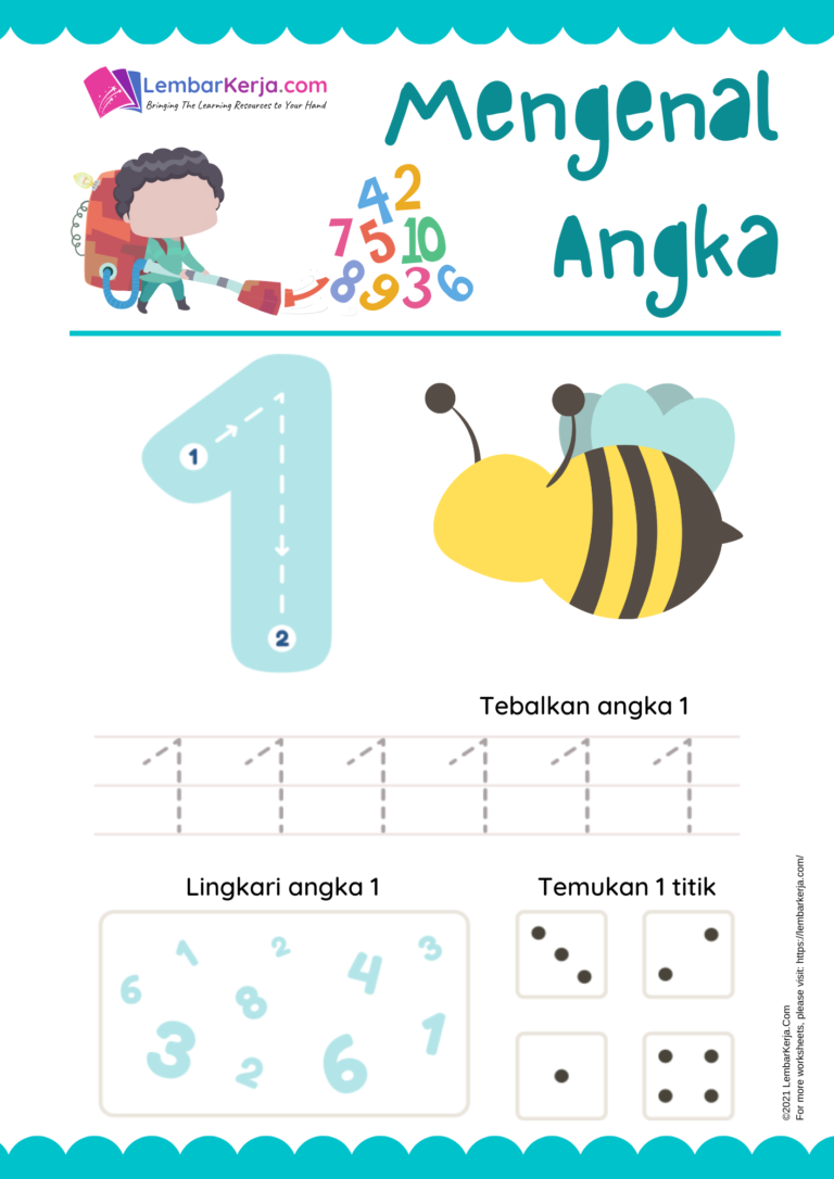 Mengenal Angka 1 - LembarKerja.Com