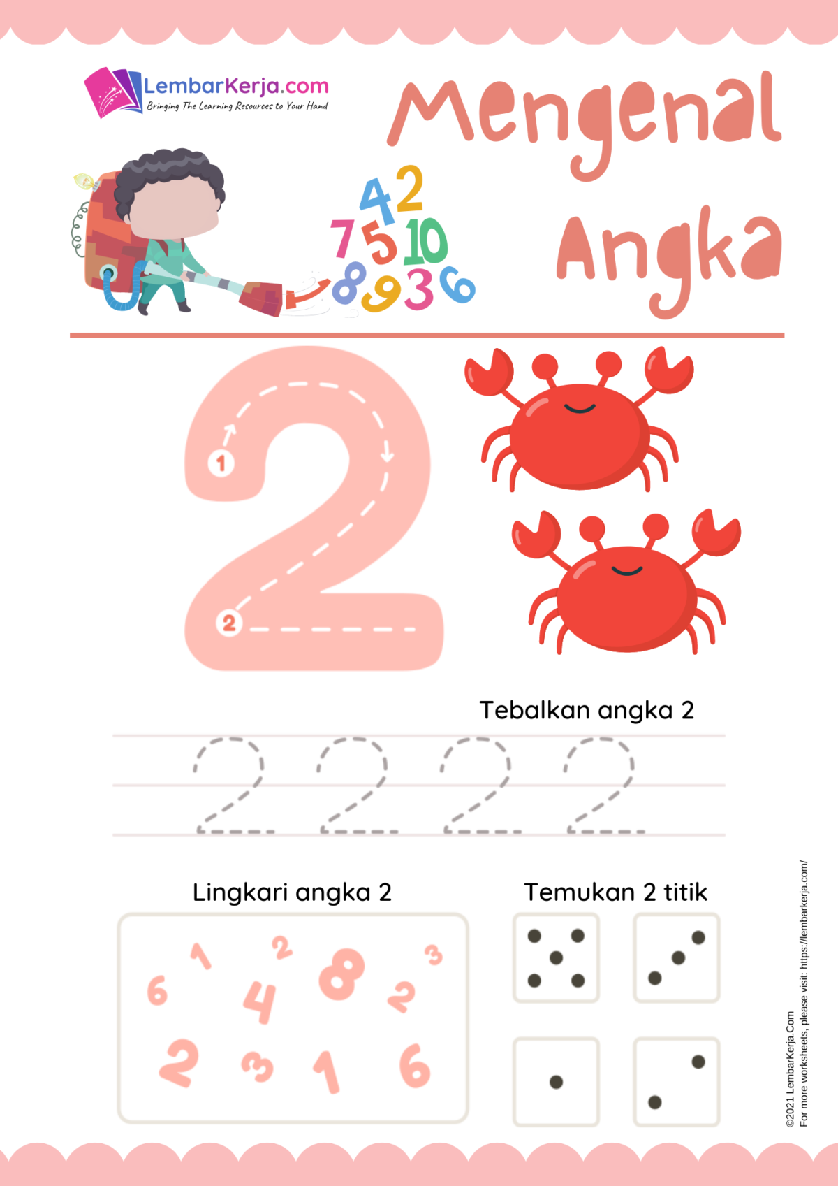 mengenal angka 2 – LembarKerja.Com