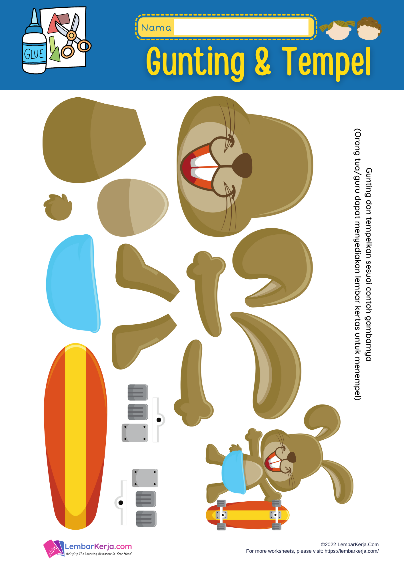 Gunting Tempel: Kelinci - LembarKerja.Com