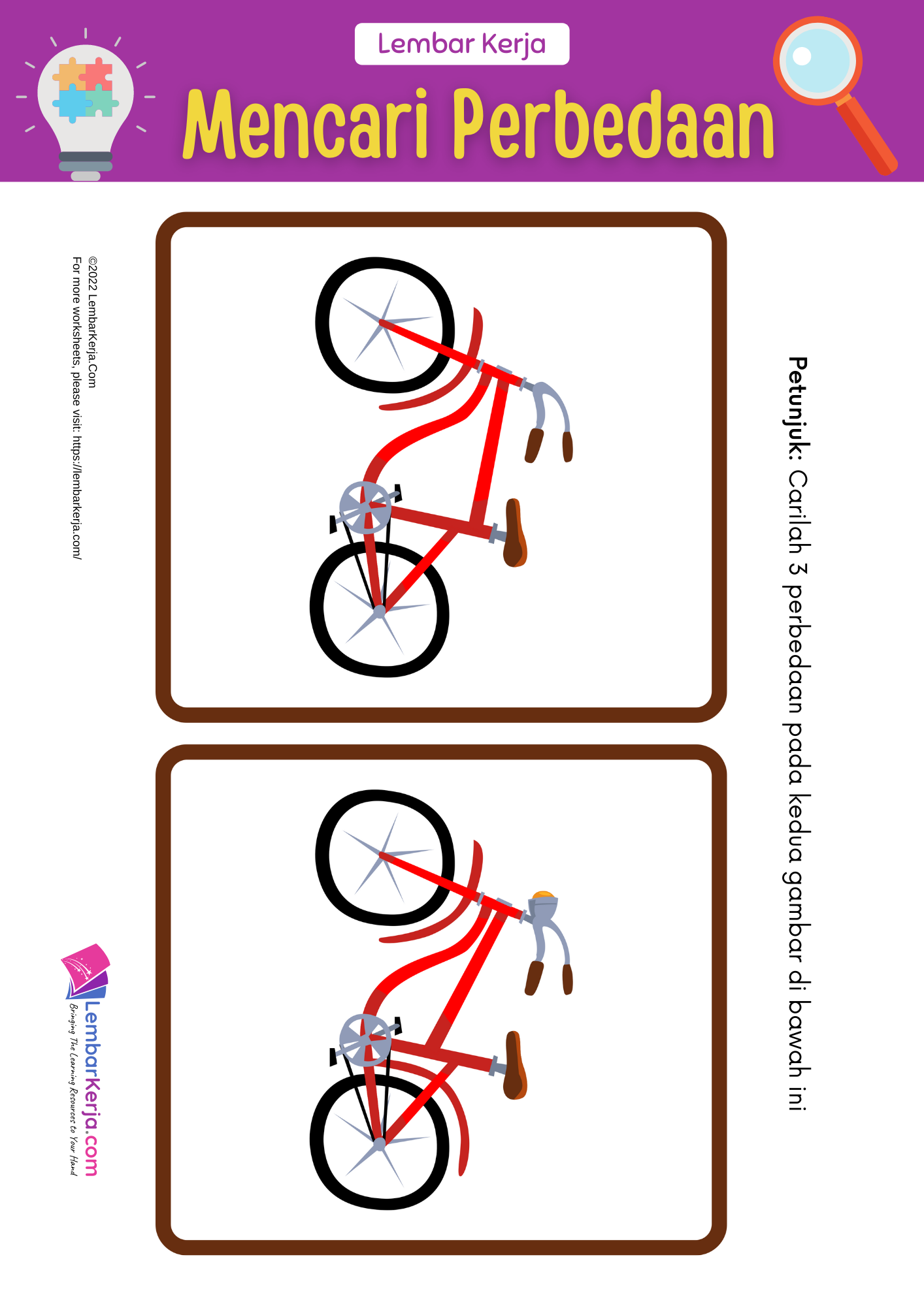 Mencari Perbedaan: Sepeda - LembarKerja.Com