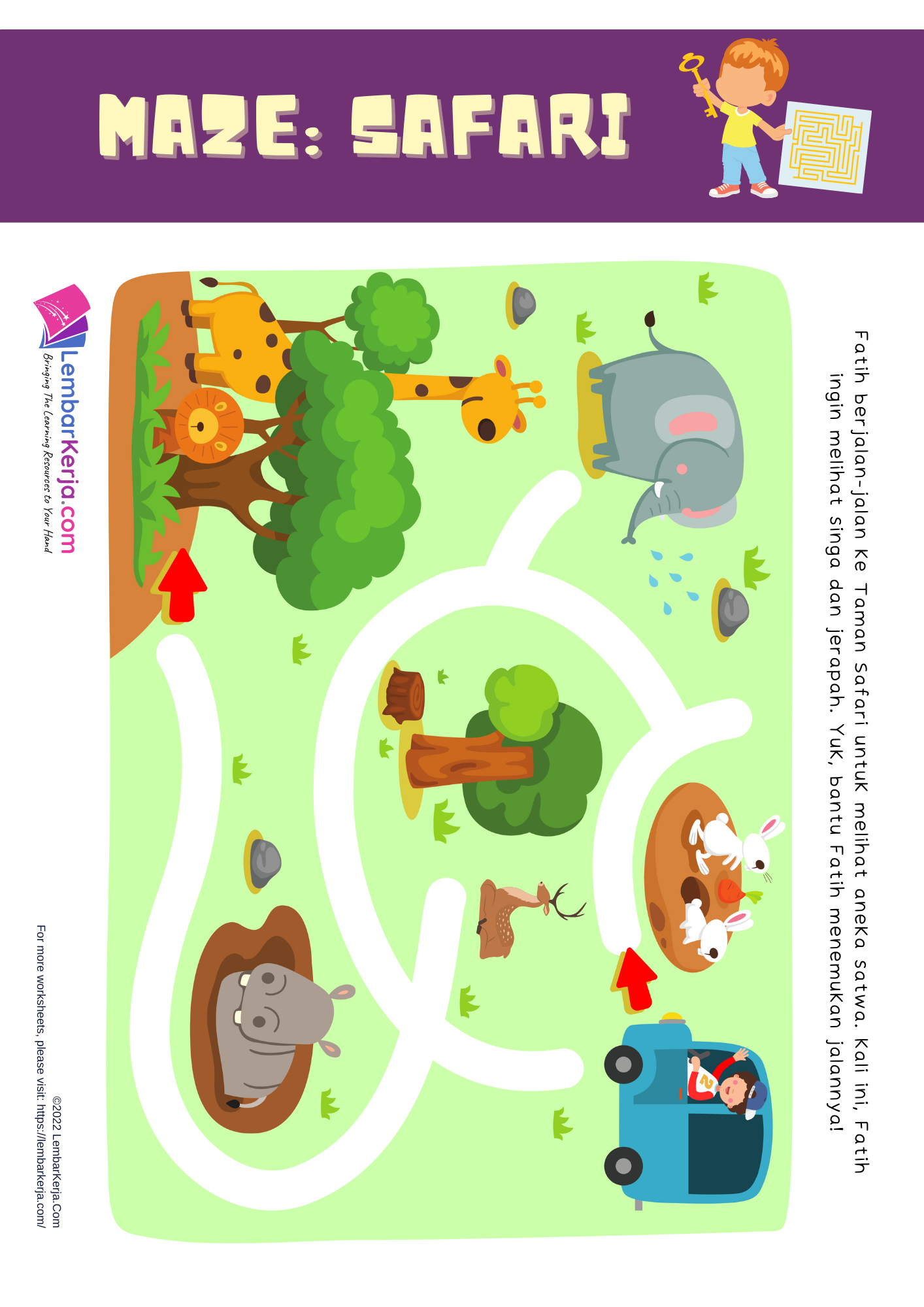 Maze: Safari - LembarKerja.Com