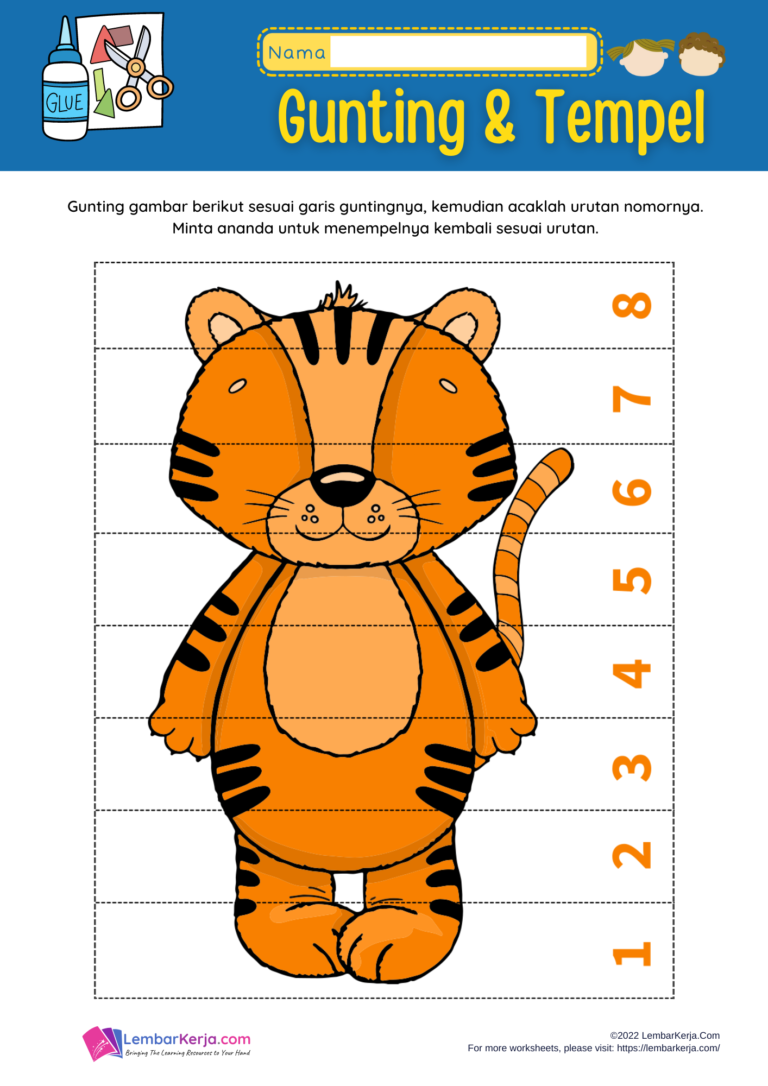 Gunting Tempel: Harimau - LembarKerja.Com