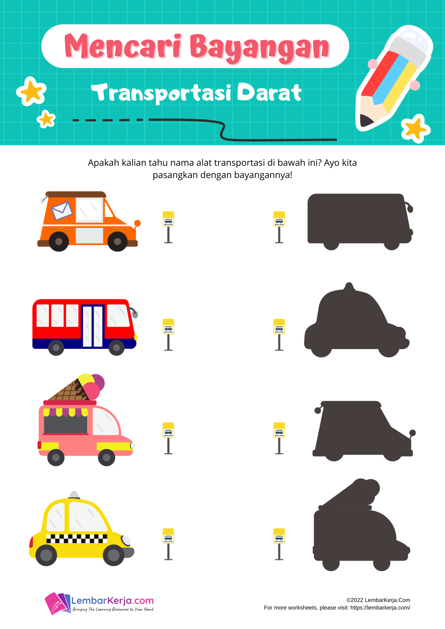Mencari Bayangan: Transportasi Darat - LembarKerja.Com