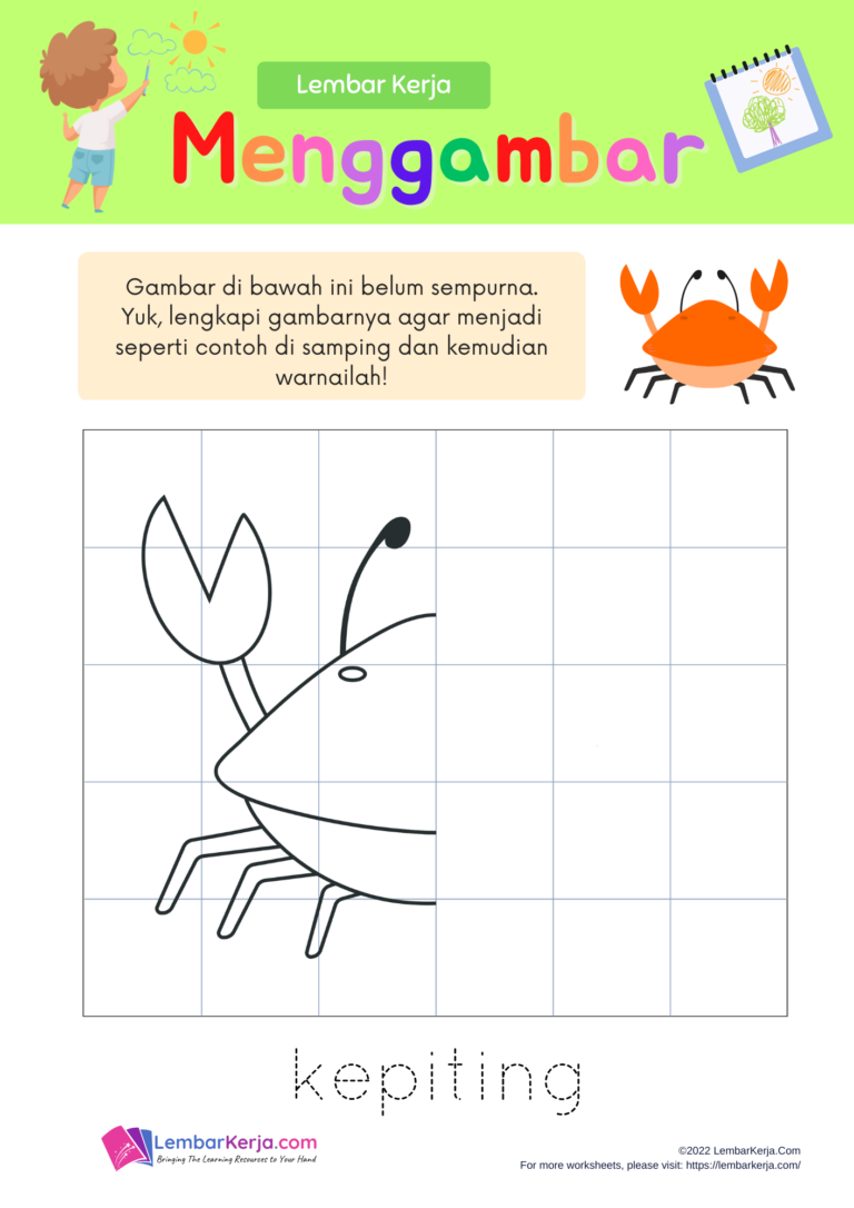 Melengkapi Gambar: Kepiting - LembarKerja.Com