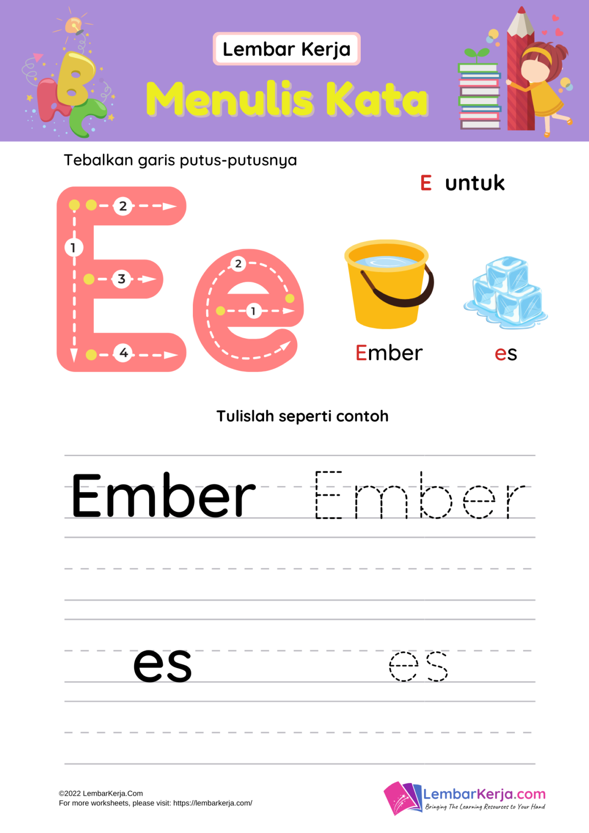 Menulis Kata: Awalan E - LembarKerja.Com