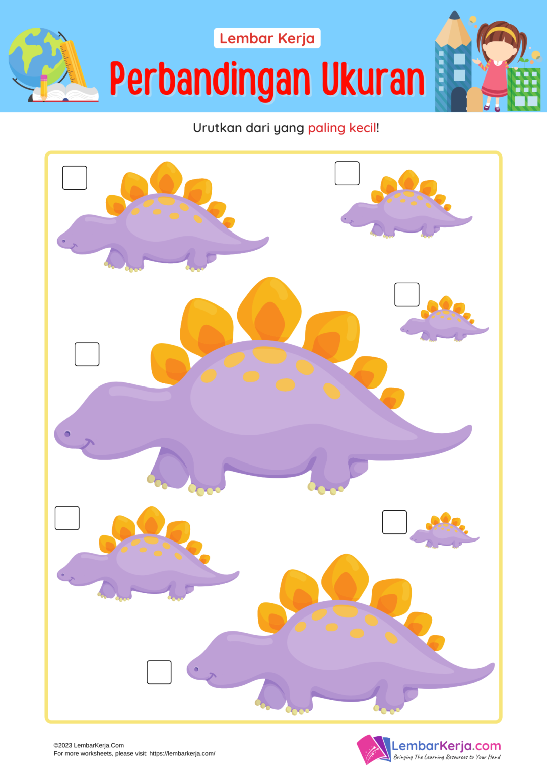 Perbandingan Ukuran: Urutan Paling Kecil (1) - LembarKerja.Com