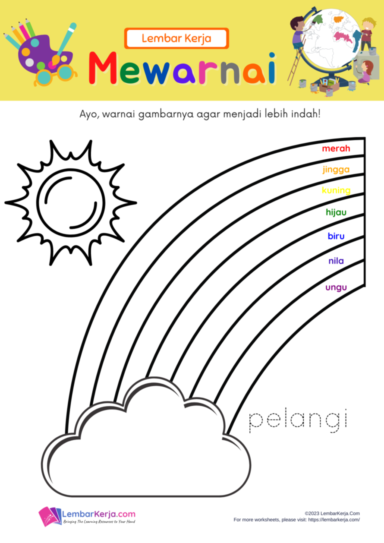 Mewarnai: Pelangi - LembarKerja.Com