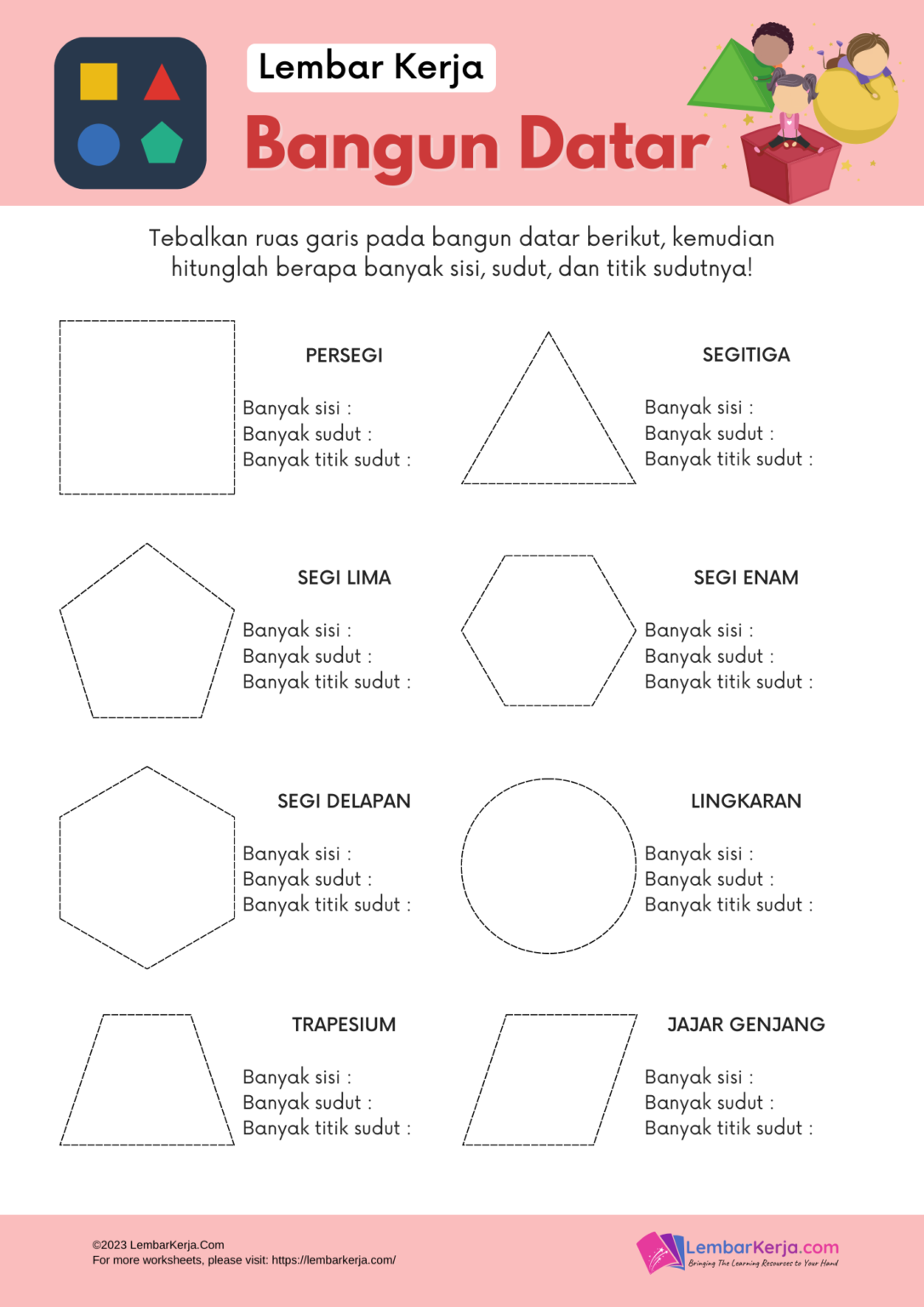 Menggunting Garis (2) - LembarKerja.Com