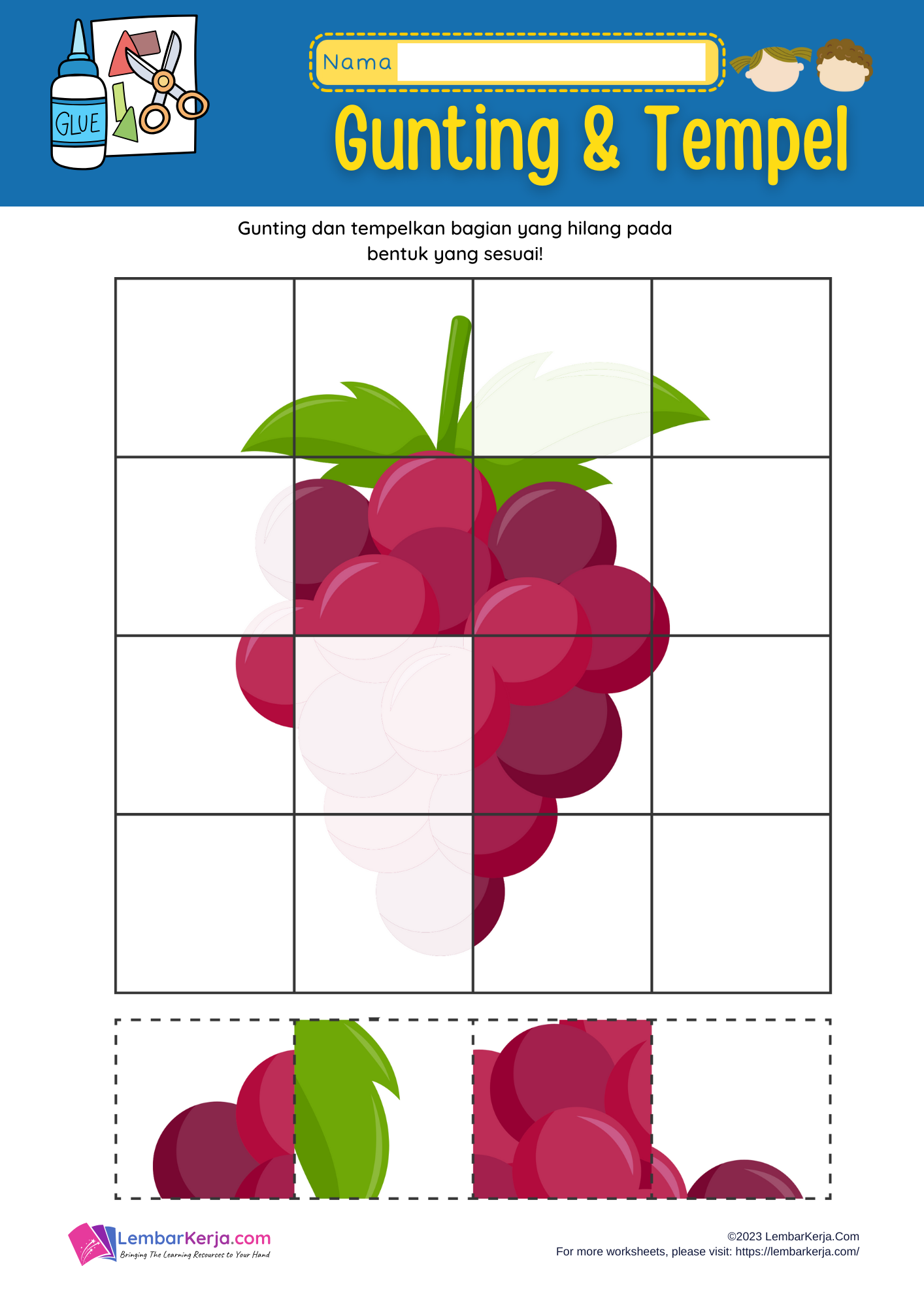 Gunting Tempel: Anggur - LembarKerja.Com