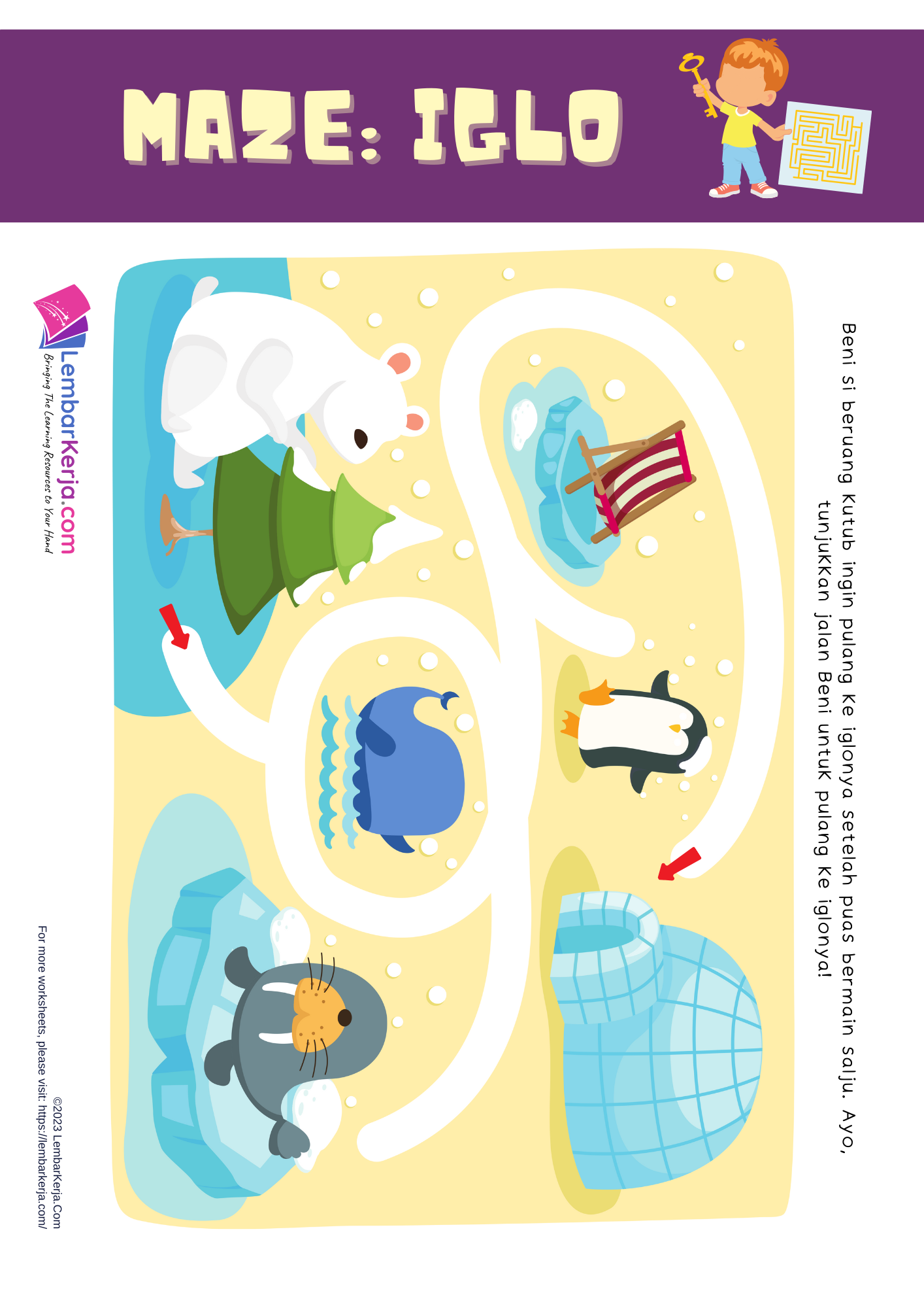 Maze: Iglo - LembarKerja.Com