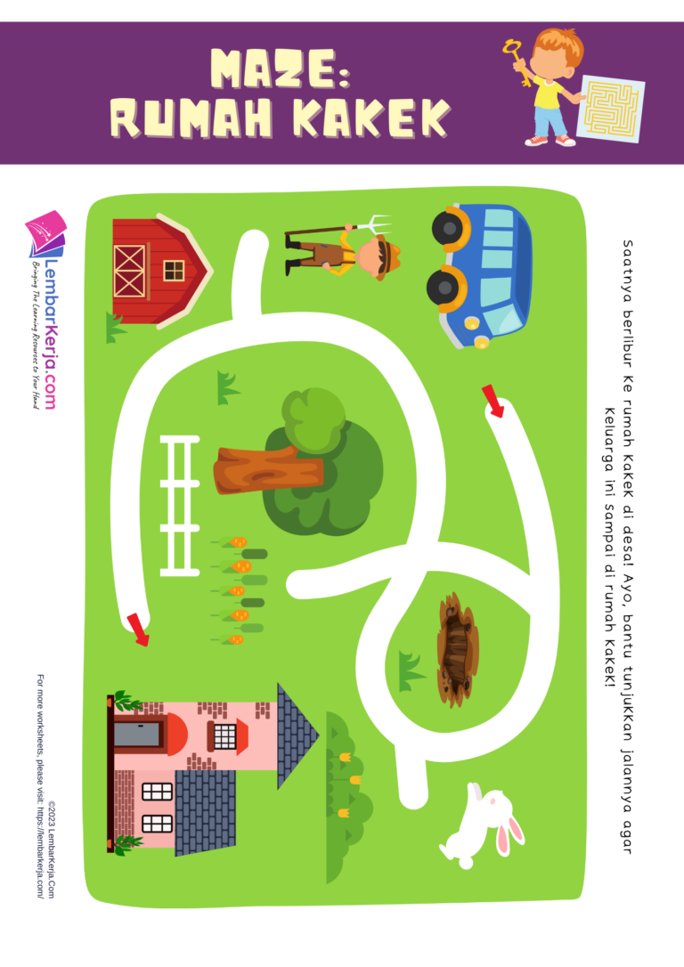 Maze: Rumah Kakek - LembarKerja.Com