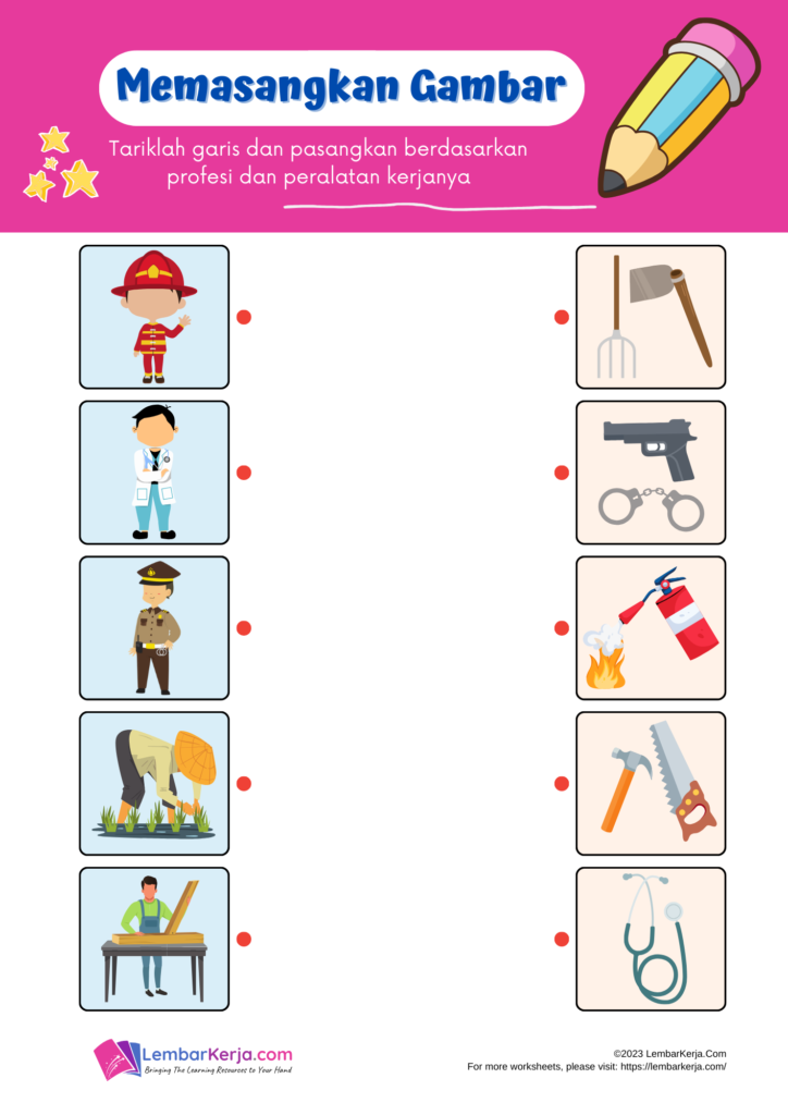 Memasangkan Gambar: Pekerjaan (1) - LembarKerja.Com