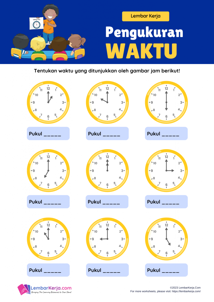 Pengukuran Waktu: Membaca Jam (1) - LembarKerja.Com