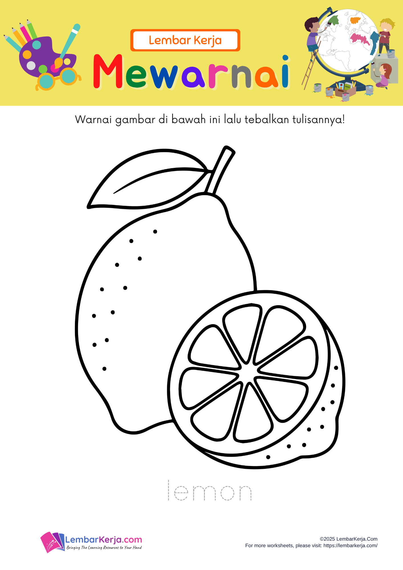 Mewarnai Buah-Buahan (2) - LembarKerja.Com